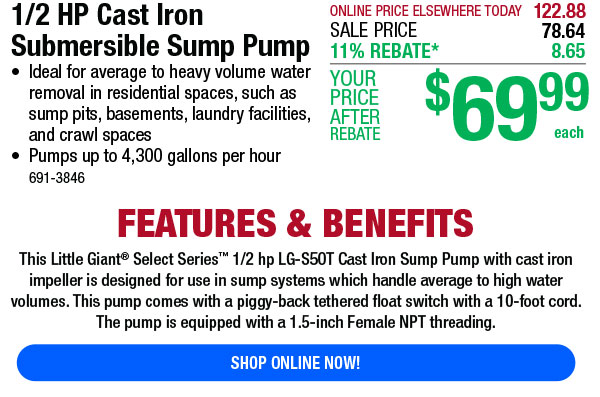 Menards: Cast Iron Sump Pump Under $70! | Milled