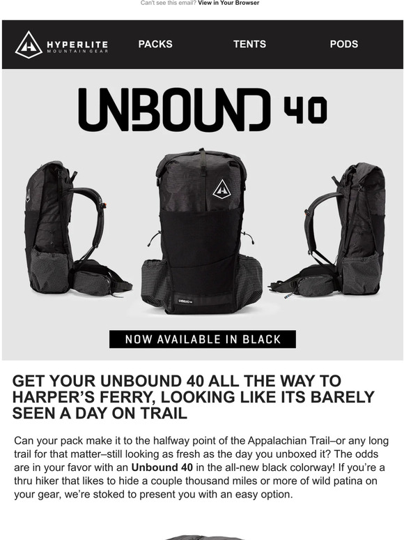 Hyperlite Mountain Gear: Introducing the Unbound 40 in BLACK! | Milled