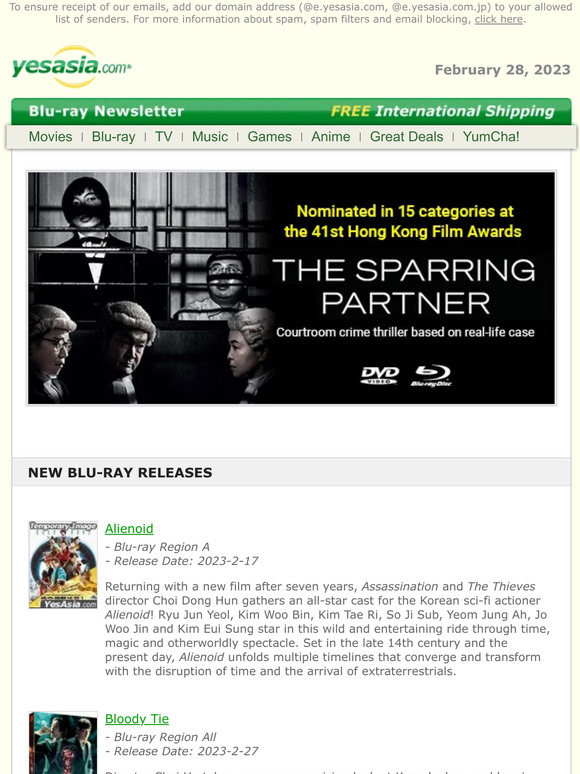 Yesasia: New Blu-ray at YesAsia: Sakra, Sparring Partner, Hong Kong Family, Alienoid, Evangelion ...