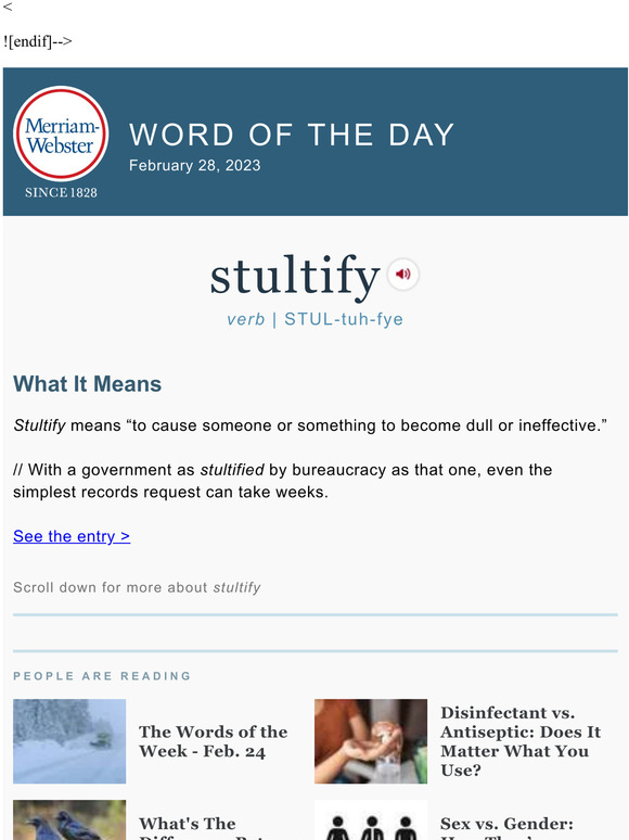 Merriam-Webster: Stultify - plus, The Words of the Week - Feb. 24 | Milled