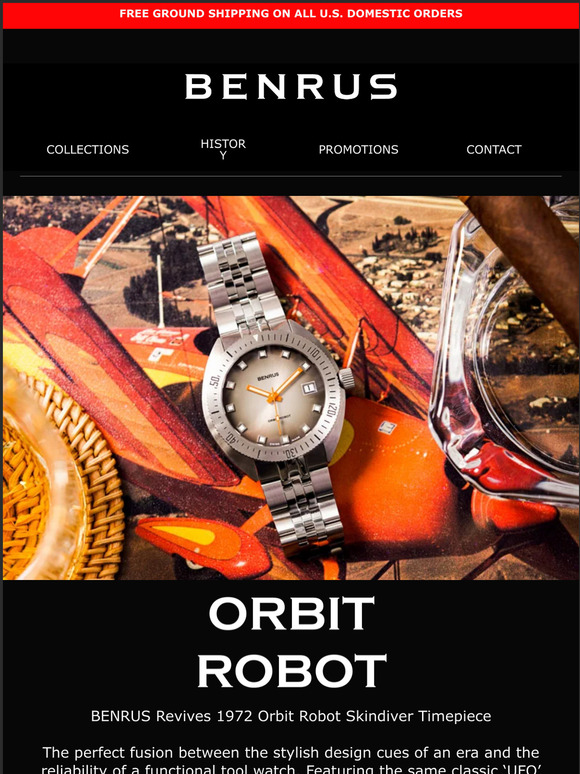 Benrus: NEW WATCH: Orbit Robot Skindiver | Milled