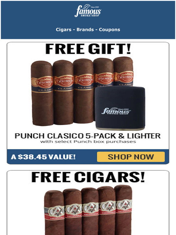 Famous Smoke Shop: Punch, Davidoff, & Monte Freebies inside… | Milled