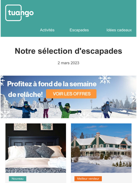 Tuango: Profiter d'une escapade pour la relâche, ça vous dit ? 😊 | Milled