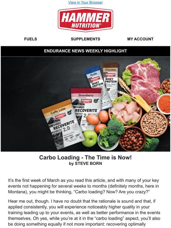 Hammer Nutrition: Carbo Loading? More like ReLoading. Start Now, Start ...
