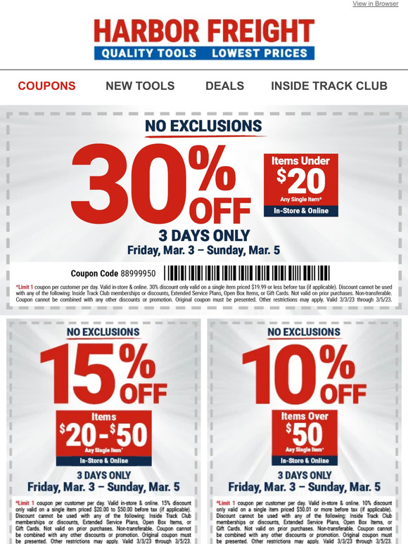 Harbor Freight: Inside Track Club Members Get Early Access on March 2 ...