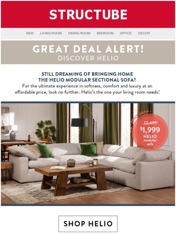 Structube: PRICE DROP: HELIO modular sofa | Milled