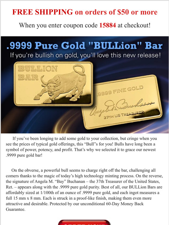 National Collector's Mint: Free Shipping! ★ .9999 Pure Gold BULLion Bar ...
