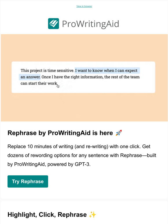 ProWritingAid: Discover Rephrase: It's like magic | Milled