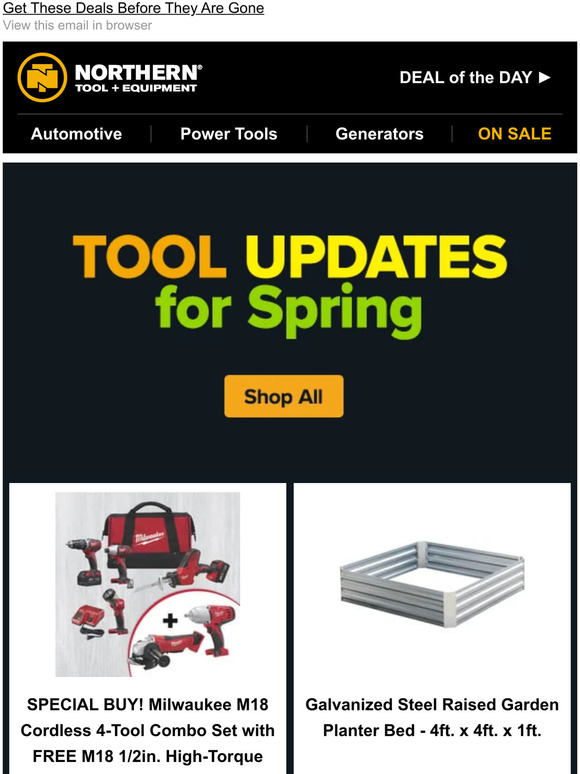 Northern Tool: Spring Saving Are Here: Shop Now! | Milled