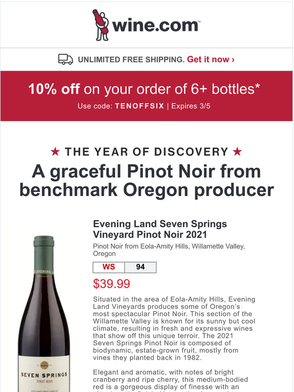 Wine: A Wine Spectator Highly recommended 94-point Willamette Pinot ...