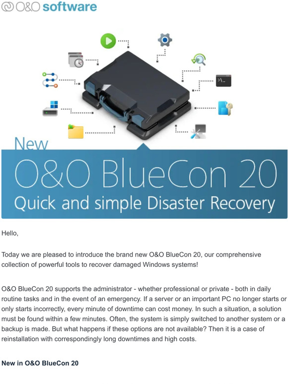 O&O Software: [Introductory Offer] O&O BlueCon 20 - Get The O&O ...