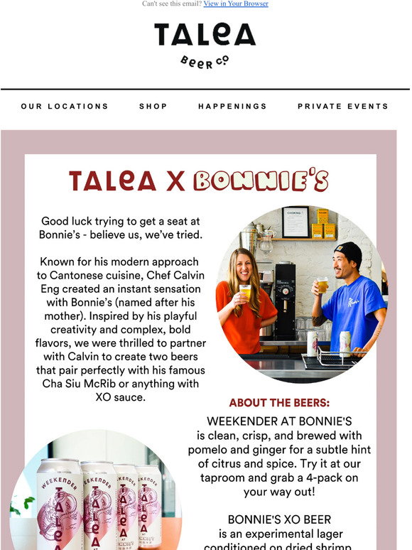 Talea Beer: TALEA x BONNIE'S | Milled