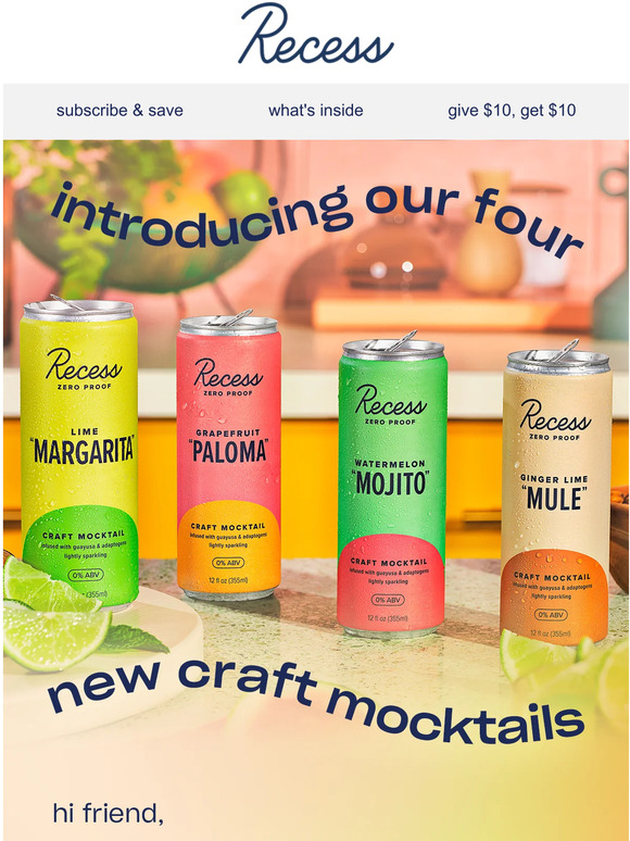 Recess: introducing Recess Zero Proof Craft Mocktails | Milled