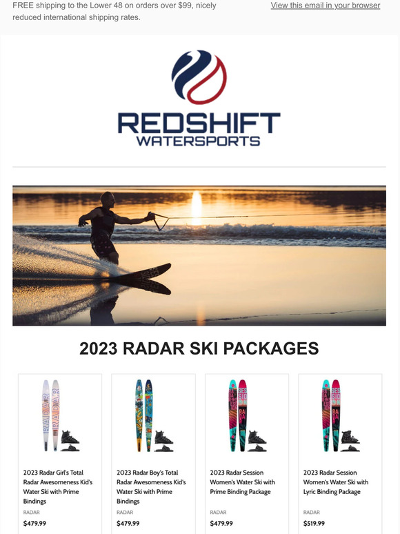 Redshift Water Sports: 2023 Radar Ski Packages - So many options for you! | Milled