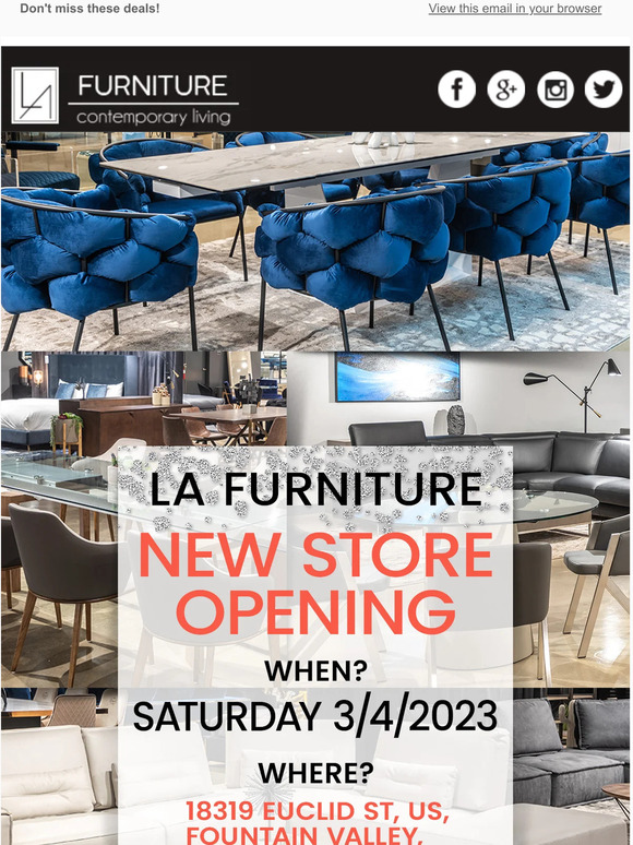 LA Furniture: We're on our way, Orange County—our new store opens this ...