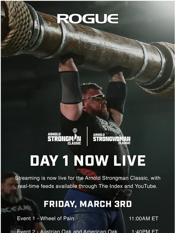 Rogue Fitness: Day 1 of the 2023 Arnold Strongman Classic is Live ...
