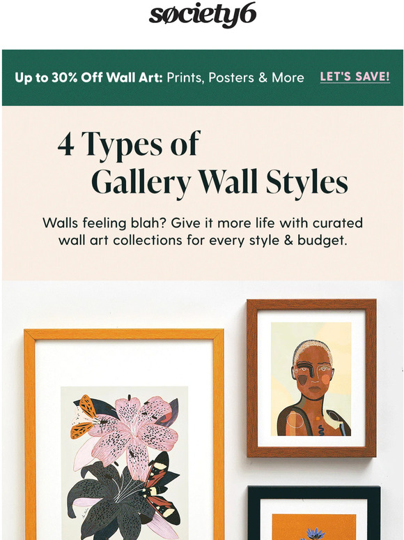 Society6: 4 Types of Gallery Wall Collections 🖼 → | Milled