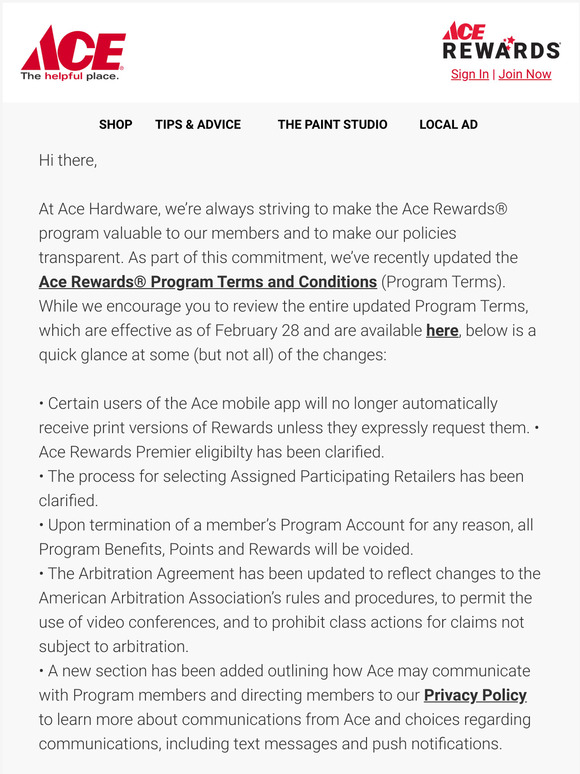 Ace Hardware: We’ve Updated Our Policies | Milled