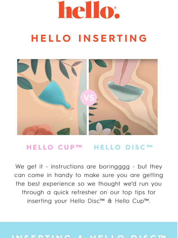Hello Period: How to insert a Hello Cup™ vs a Hello Disc™ 💪 | Milled