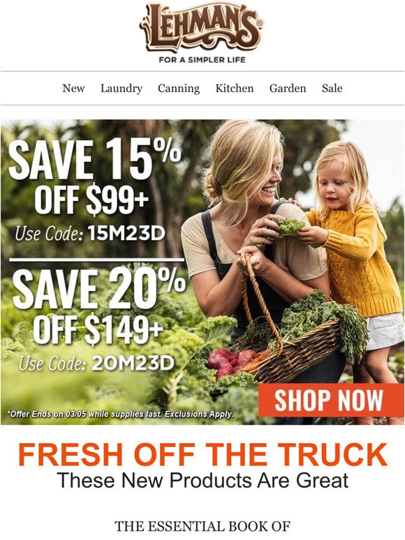 Lehman's: Fresh Off the Truck 😄 New Products That Are Great! | Milled