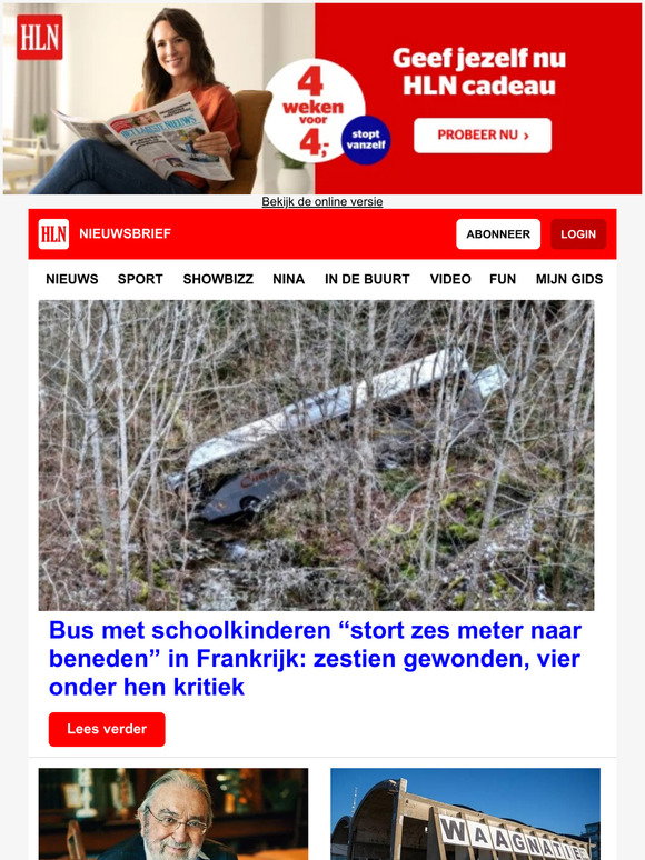 HLN: Bus met schoolkinderen “stort zes meter naar beneden” in Frankrijk ...