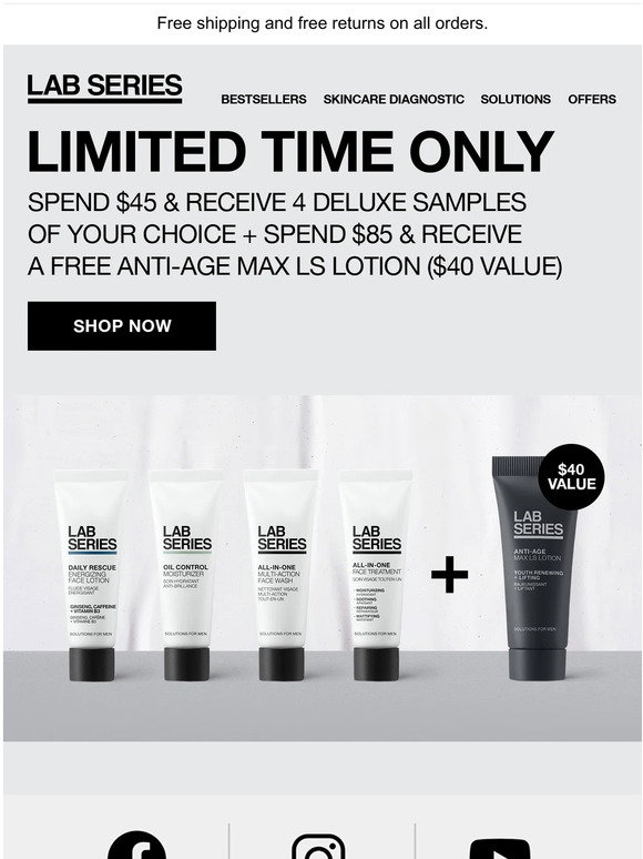 Lab Series: HURRY! 4 Deluxe Samples + FREE Anti-Age MAX LS Lotion ends ...