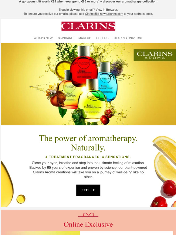Clarins: NEW! Embrace the power of aromatherapy! 🌿 | Milled