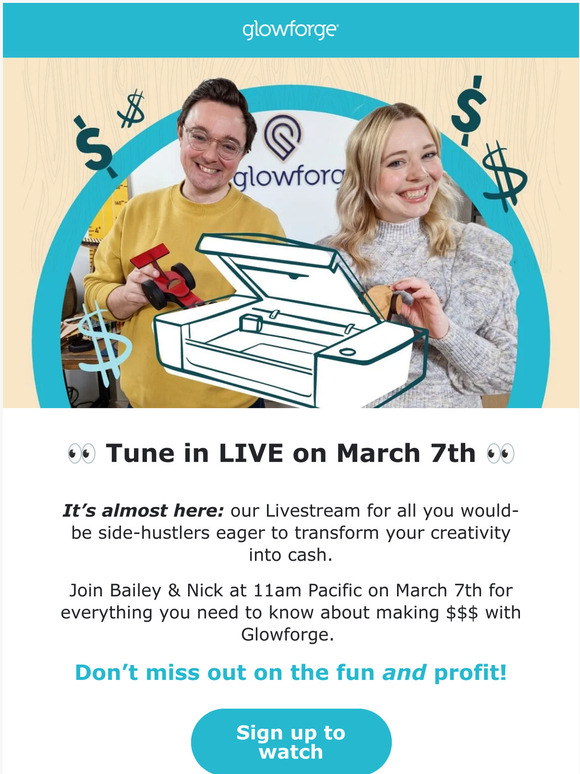 Glowforge: Don’t forget tomorrow’s Livestream | Milled