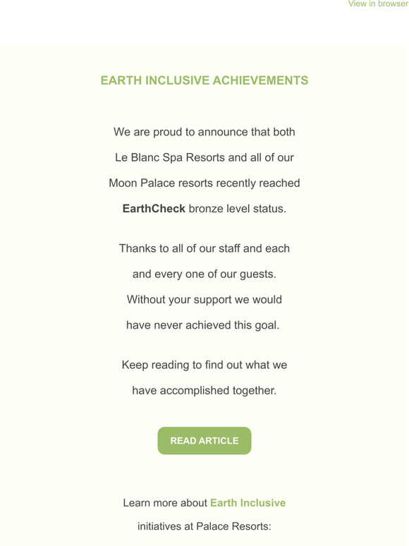 Palace Resorts: — 🌎 Palace Resorts Achieves EarthCheck Bronze Status ...