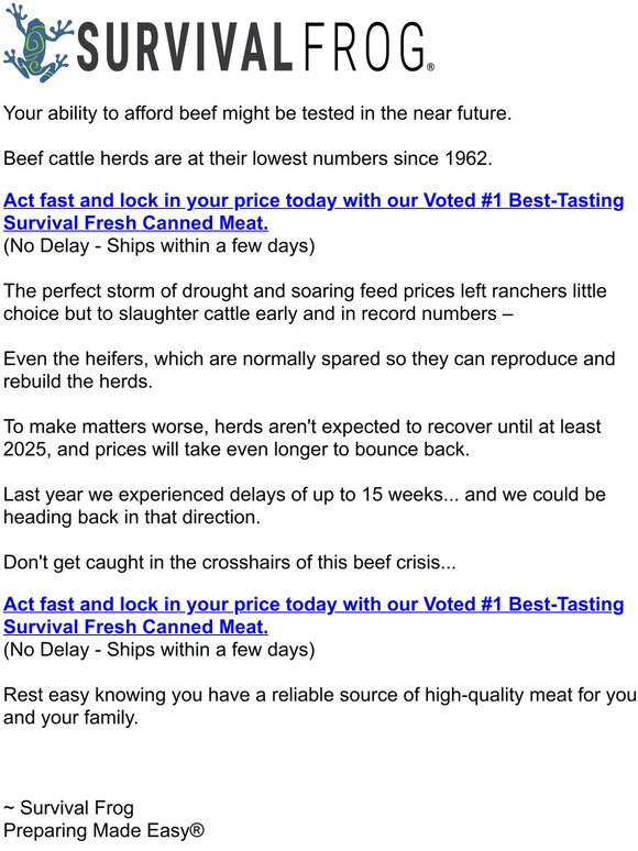 Survival Frog: [Beef bubble alert] Your access to affordable meat is in ...