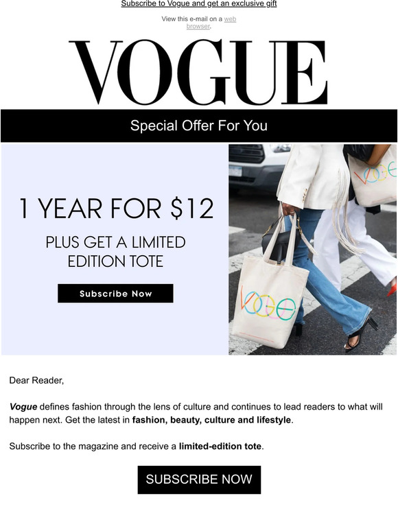 Vogue: Subscribe to Vogue and get a limited edition tote | Milled
