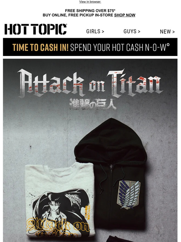 Hot Topic: Use your Hot Cash on Attack on Titan merch 💥 | Milled