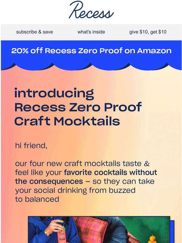 Recess: new Recess Zero Proof Craft Mocktails | Milled