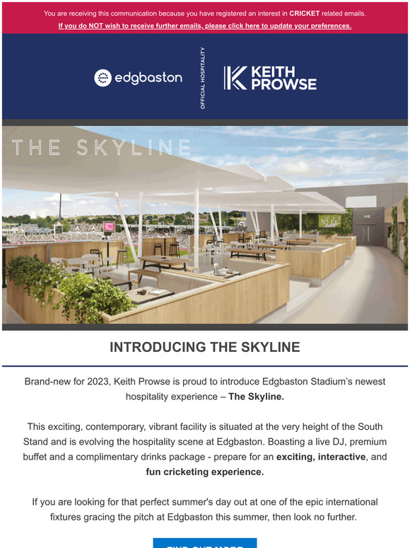 Keith Prowse: An exciting new experience at Edgbaston Stadium awaits 🍾🍴 ...