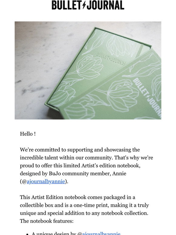 Bullet Journal: Introducing... our latest Artist Edition Notebook | Milled