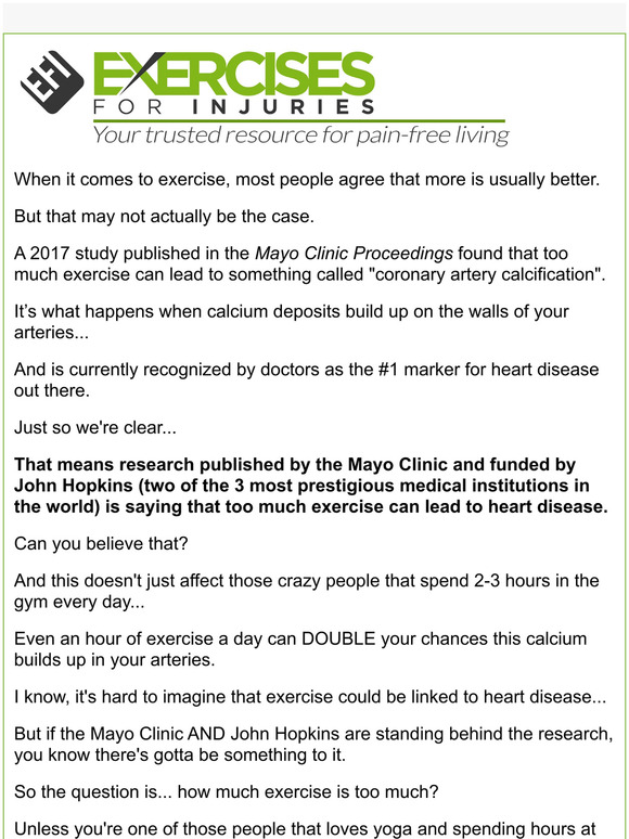 Exercises For Injuries: How much exercise is too much? | Milled