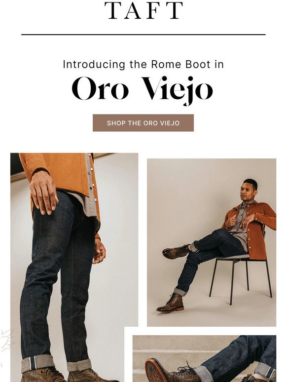 Taft Clothing: NEW! The Rome Boot in Oro Viejo 🌷 | Milled