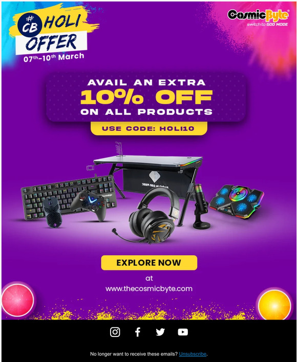 Cosmic Byte: 🎉 10% Savings on Cosmic Byte for a Colorful Holi ...