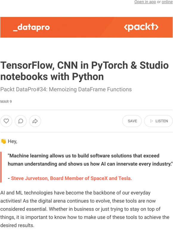 Packt: TensorFlow, CNN in PyTorch & Studio notebooks with Python | Milled Packt: TensorFlow, CNN in PyTorch & Studio notebooks with Python | Milled
