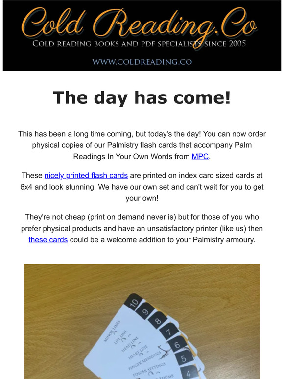 The Cold Reading Company: At last! Physical flash cards are here! | Milled