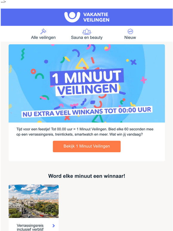 VakantieVeilingen.nl: Winnaar, klaar voor 1 Minuut Veilingen? ⏰ | Milled