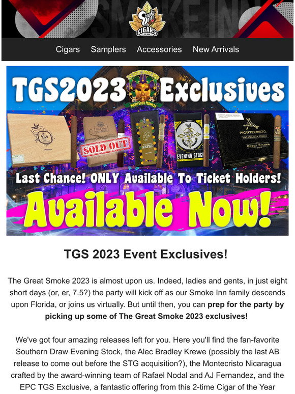 Smoke Inn: TGS 2023 Exclusives Still Available for Ticket Holders | Milled