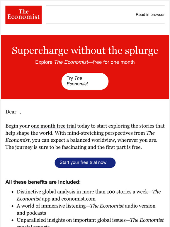 The Economist: Your free subscription to The Economist | Milled