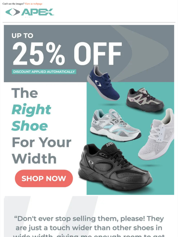 Apex Foot: Our shoes come in 3 different widths! | Milled