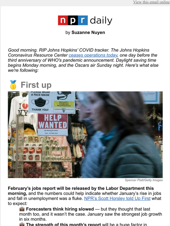 NPR: Stop the daylight saving hangover; February’s job’s report; our ...