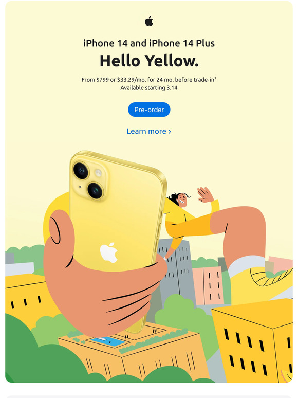 Apple: Pre-order iPhone 14 in yellow now. | Milled