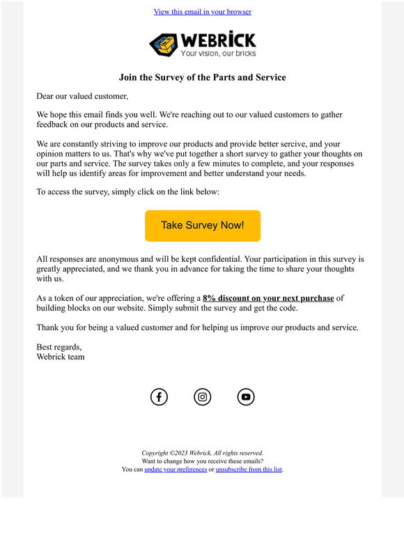 Webrick: Join a Survey and get an extra 8% code | Milled