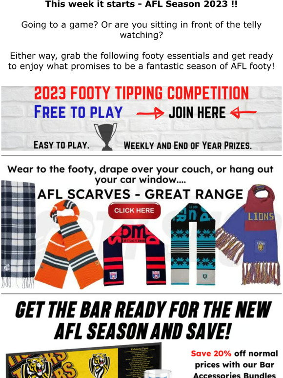 AFL Footy Shop: Footy Fan, AFL Season 2023 essentials inside | Milled