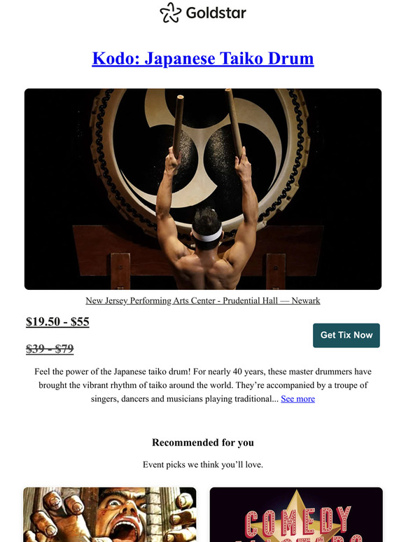 Goldstar: Inside: Tickets to Kodo: Japanese Taiko Drum and more! | Milled