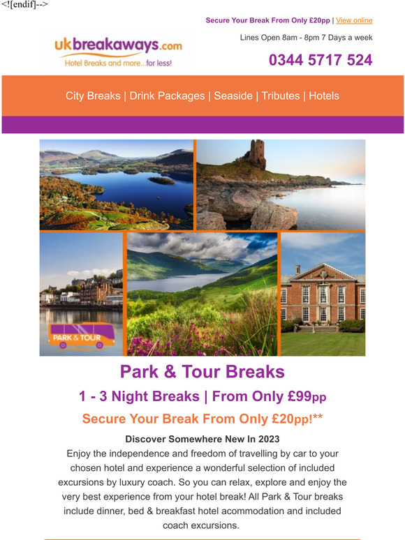 UK Breakaways: Park & Tour Breaks From Only £99! | Milled